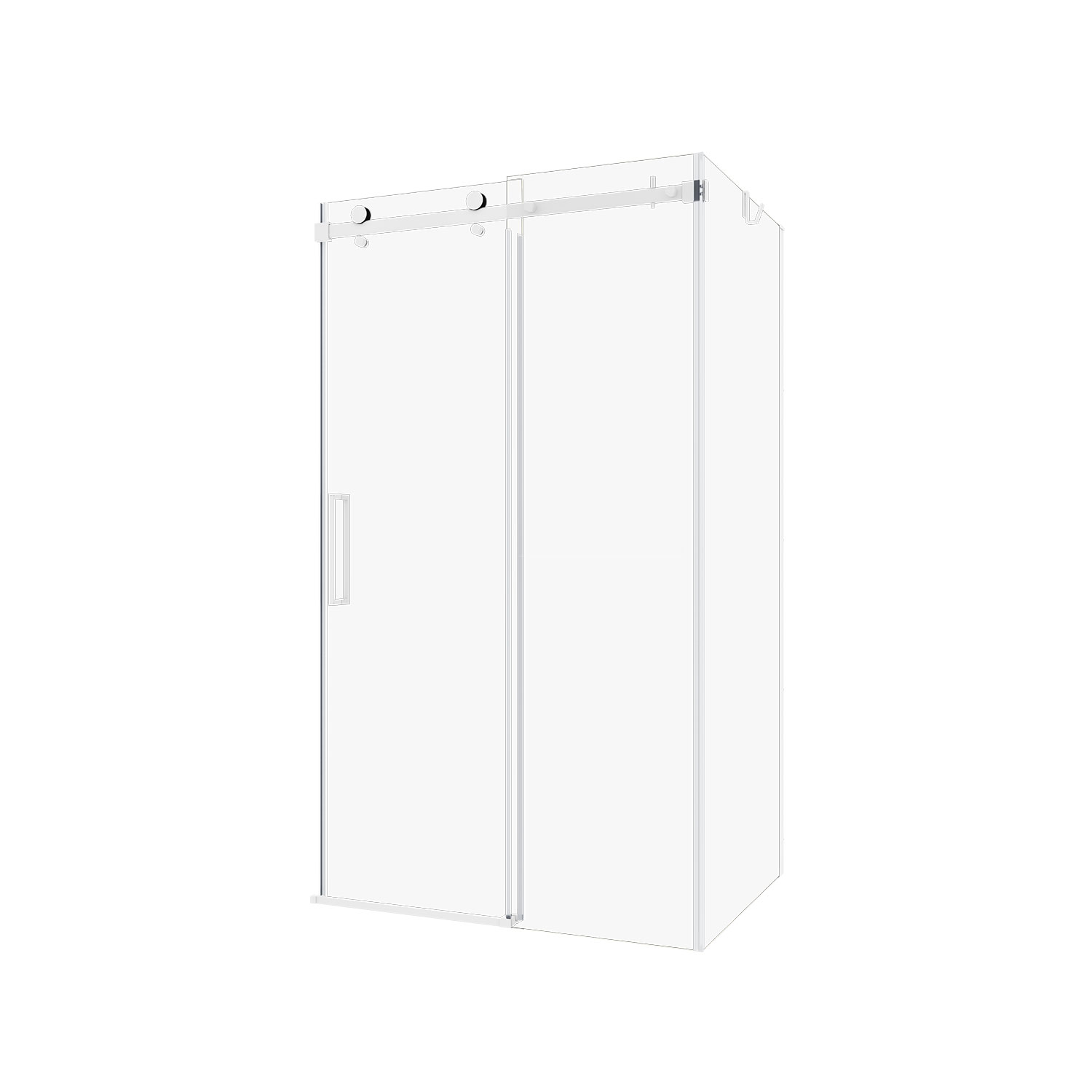 Shower door 60" x 36", in a corner closing on wall, wall on the left, door on the left, in matte ...